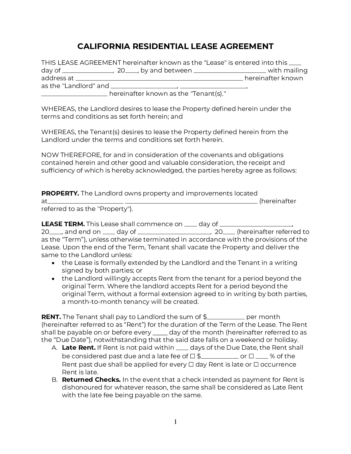 basic rental agreement template