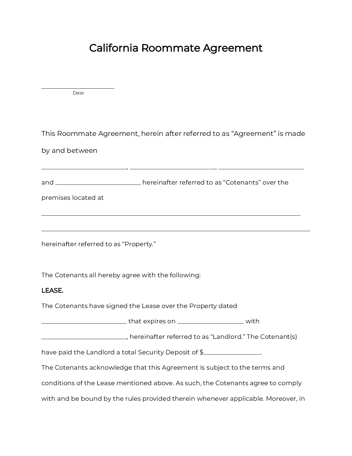 tenancy agreement template