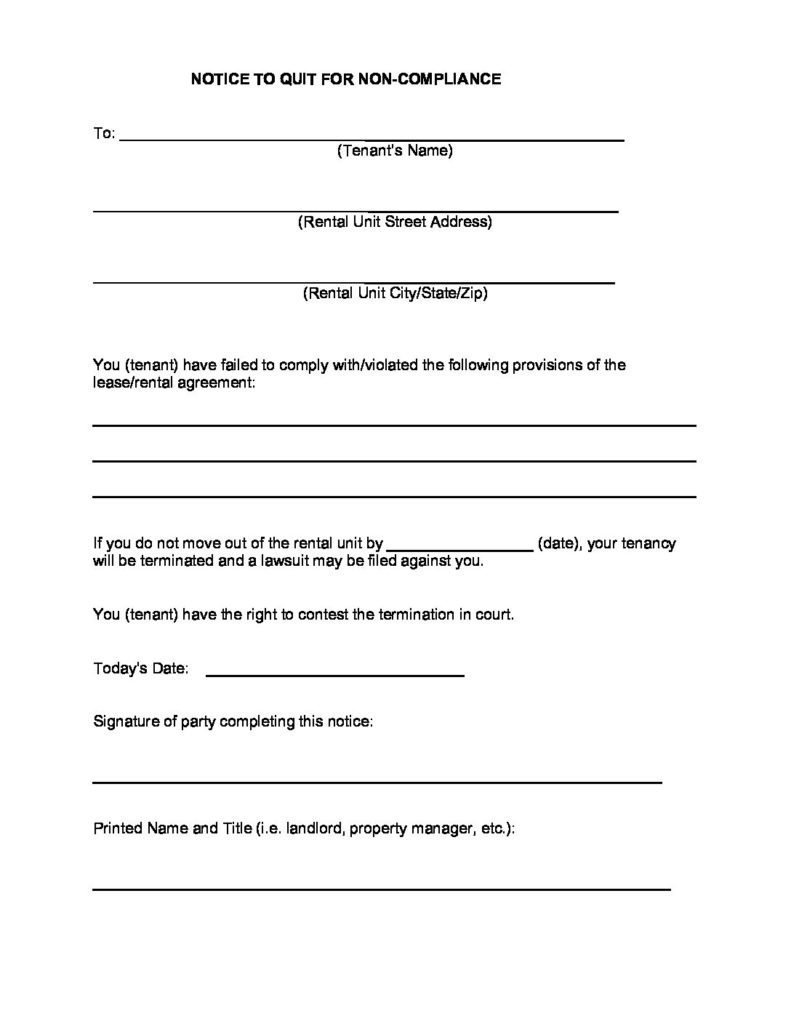 FREE Maine Eviction Notice Form 2020 Notice To Vacate PDF