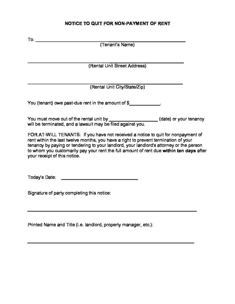 FREE Massachusetts Eviction Notice Form 2021 Notice To Vacate PDF
